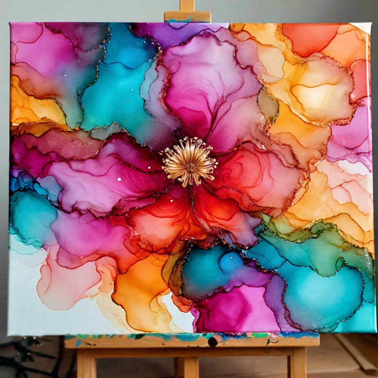 Alcohol Ink Floral on Canvas - (Hand-Painted) | StoneRoot Arts & Crafts